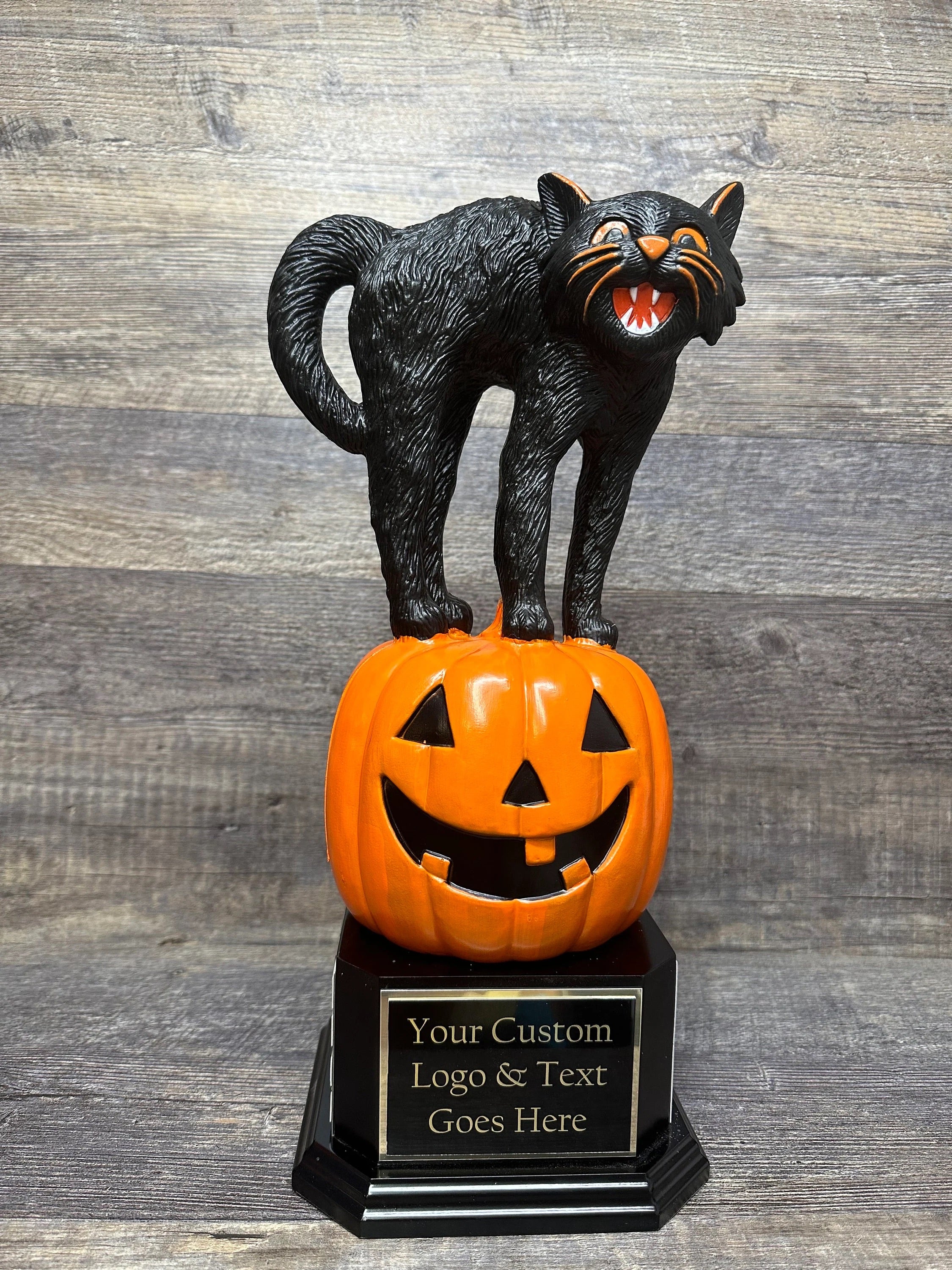 Perpetual Halloween Trophy Best Costume Black Cat On Pumpkin Trophy Sc ...