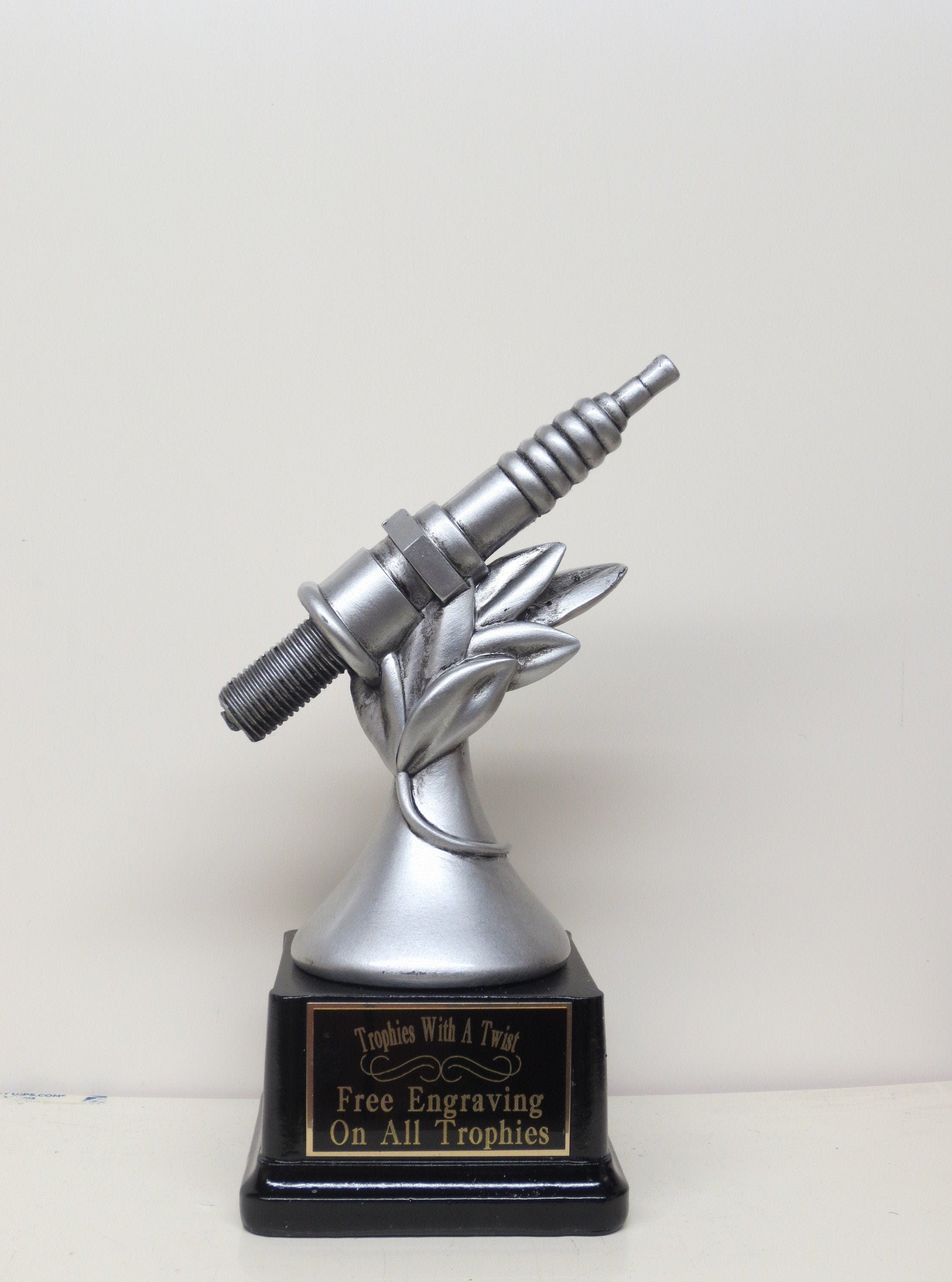 Car Show Trophy Racing Trophy 8" Spark Plug Hot Rod Trophy Silver Spar ...