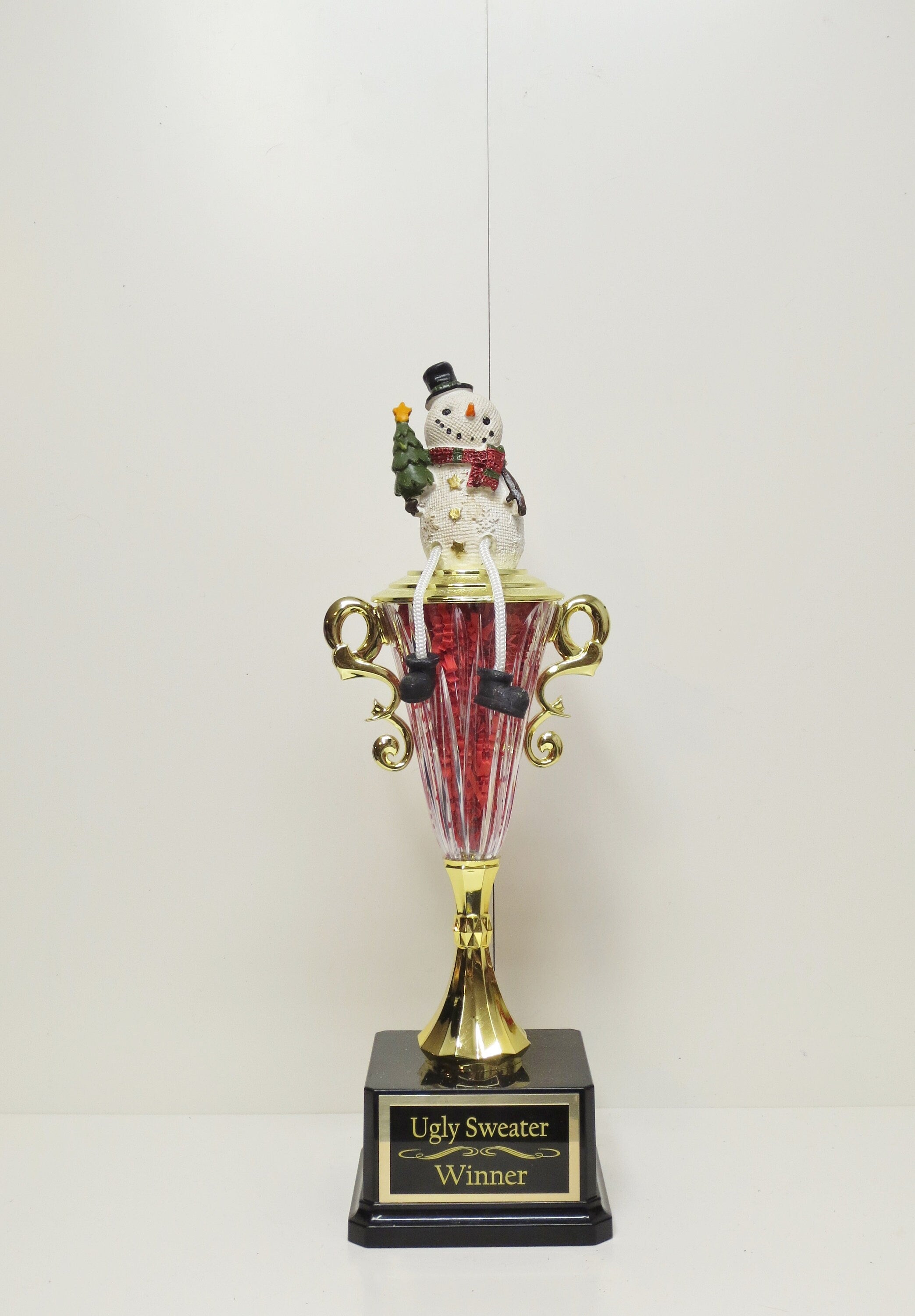 Ugliest Ugly Sweater Contest Trophy Christmas Snowman w Dangle Leg Hol ...