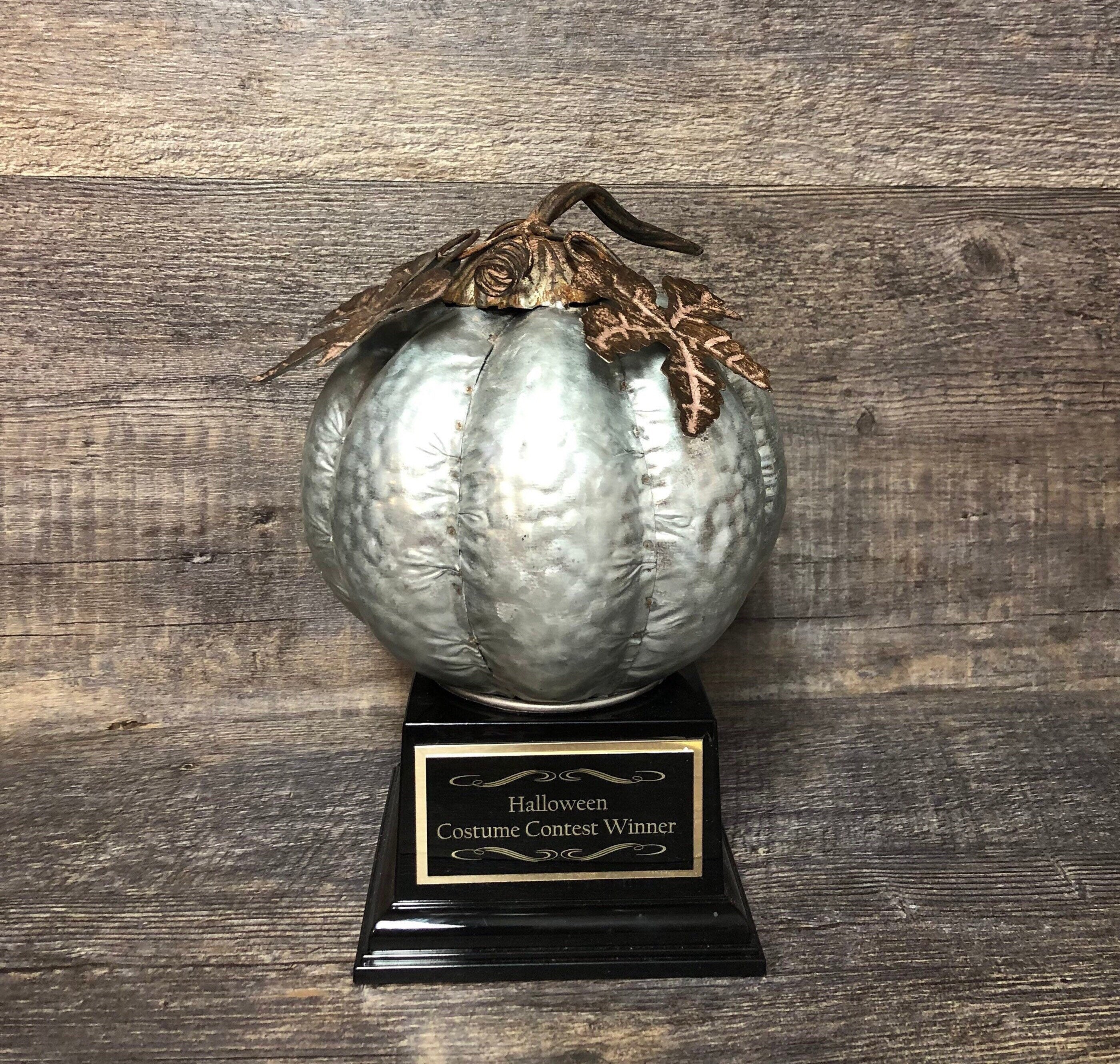 Halloween Trophy Silver Pumpkin Carving Contest Galvanized Metal Jack ...