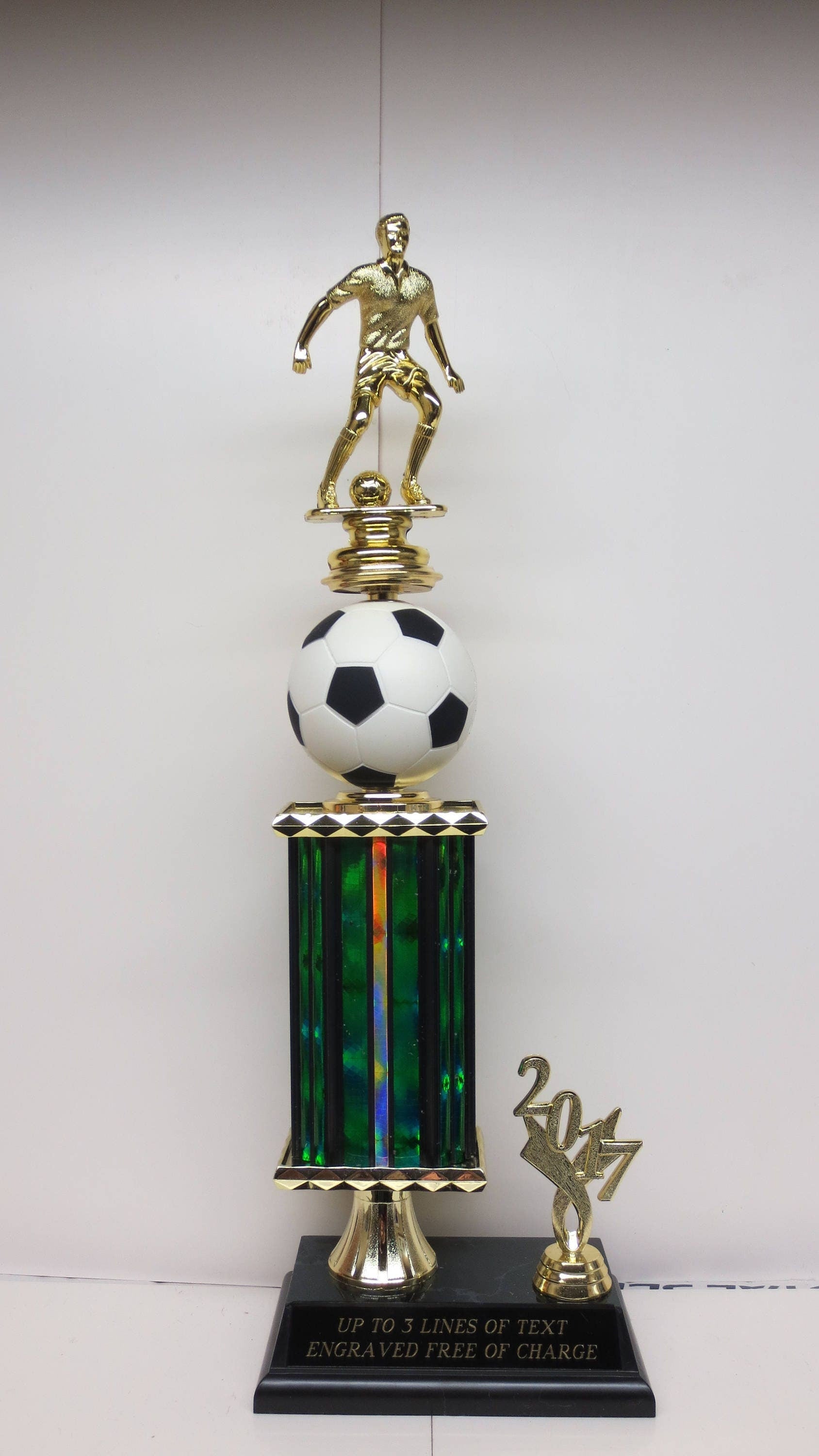 Soccer Trophy with Spinning Soccer Ball Personalized 16.5" Soccer Awar ...