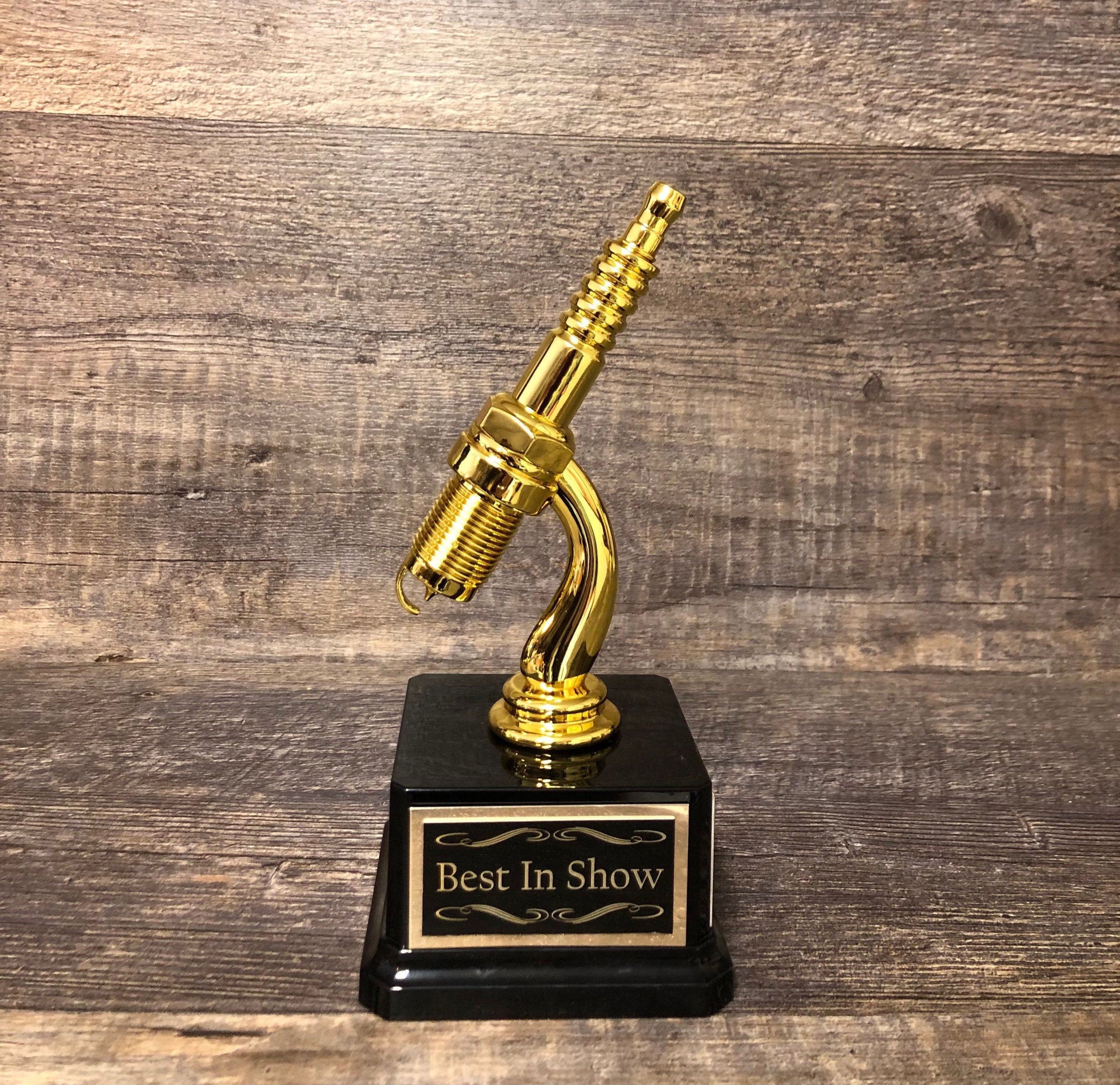 Car Show Trophy Spark Plug Hot Rod 8" Racing Trophy Plastic Gold Spark ...