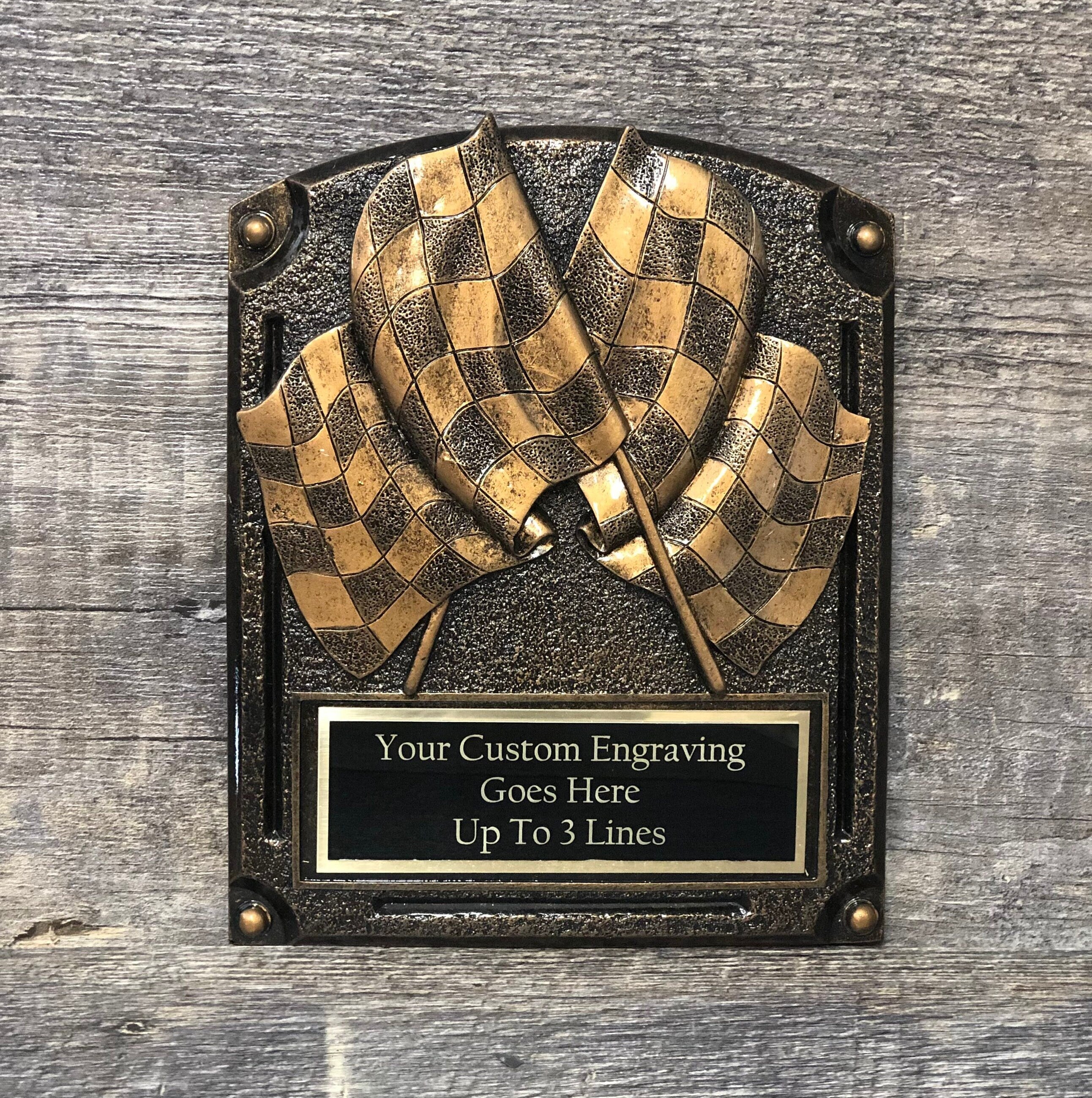 Checkered Flag Racing Trophy Car Show Trophy 8" Race Flag Plaque MX Tr ...