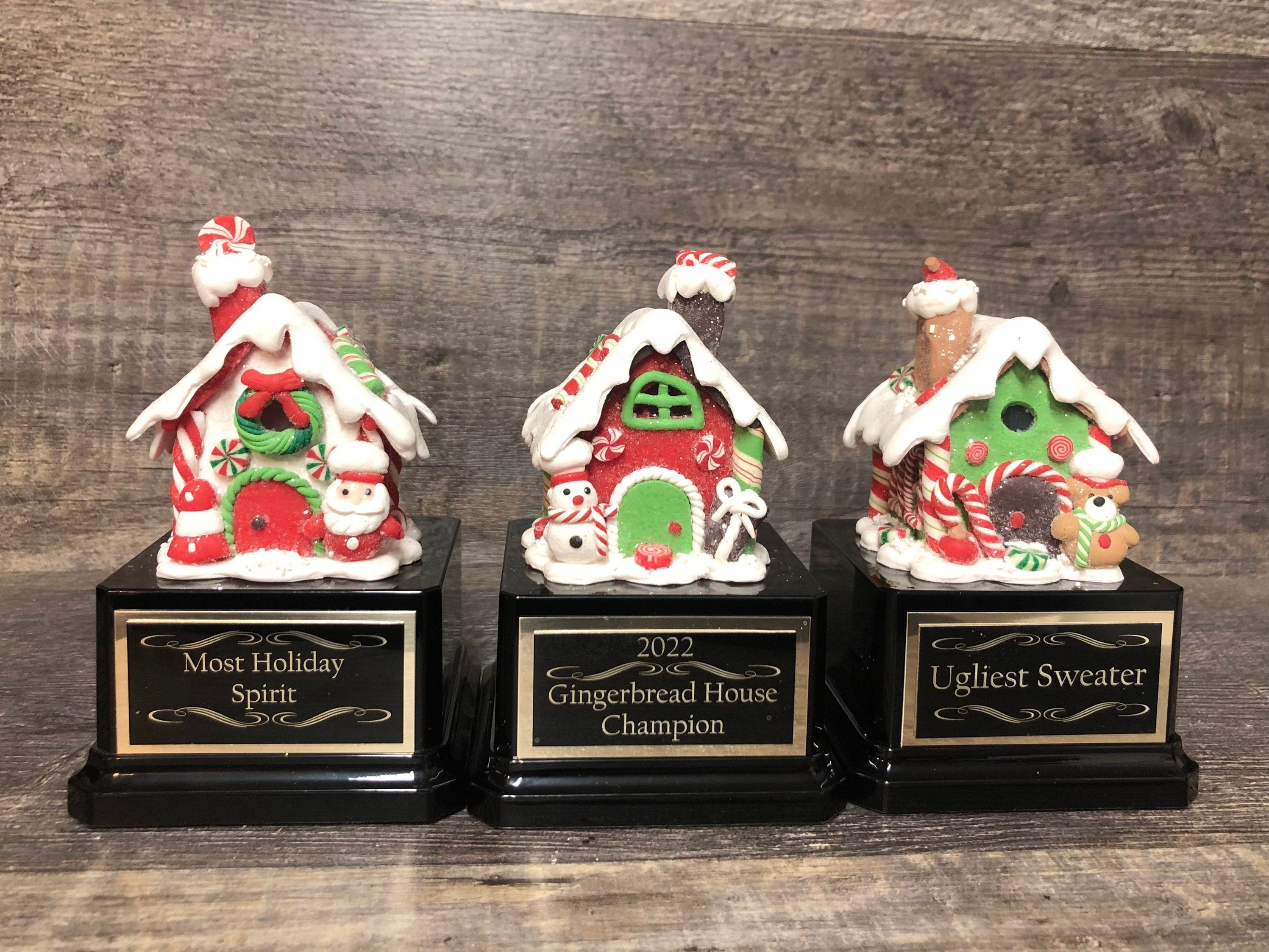 Christmas Trophy Trophies Gingerbread House Trophy Set Of 3 Christmas ...